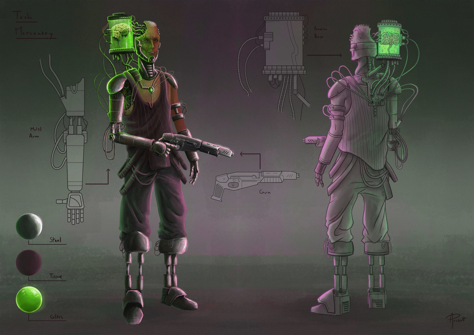 Chara design mercenaire planche - aris_theart - Digital Painting .School