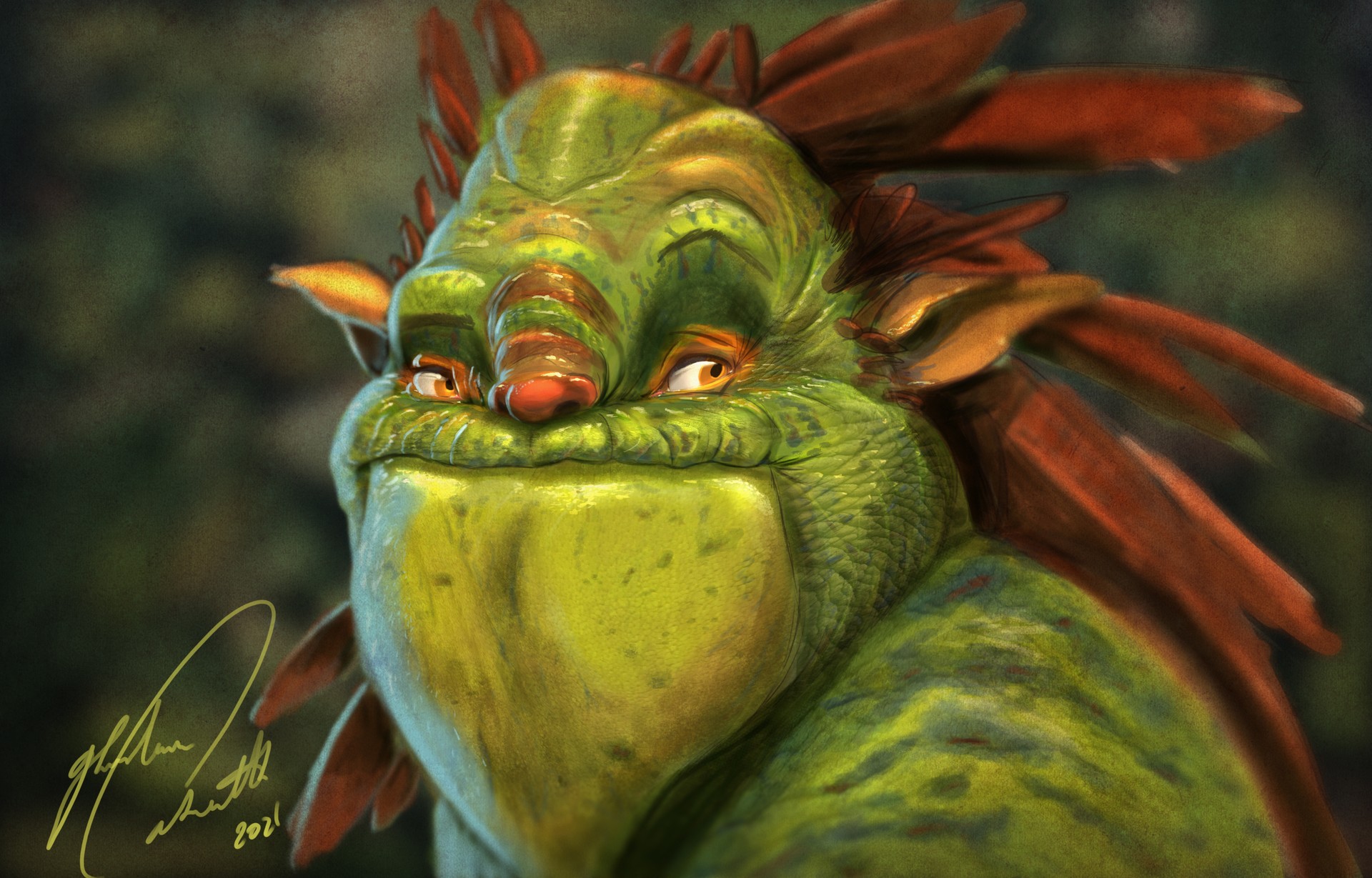 Creature from the swamp _frogman - HGL - Digital Painting .School