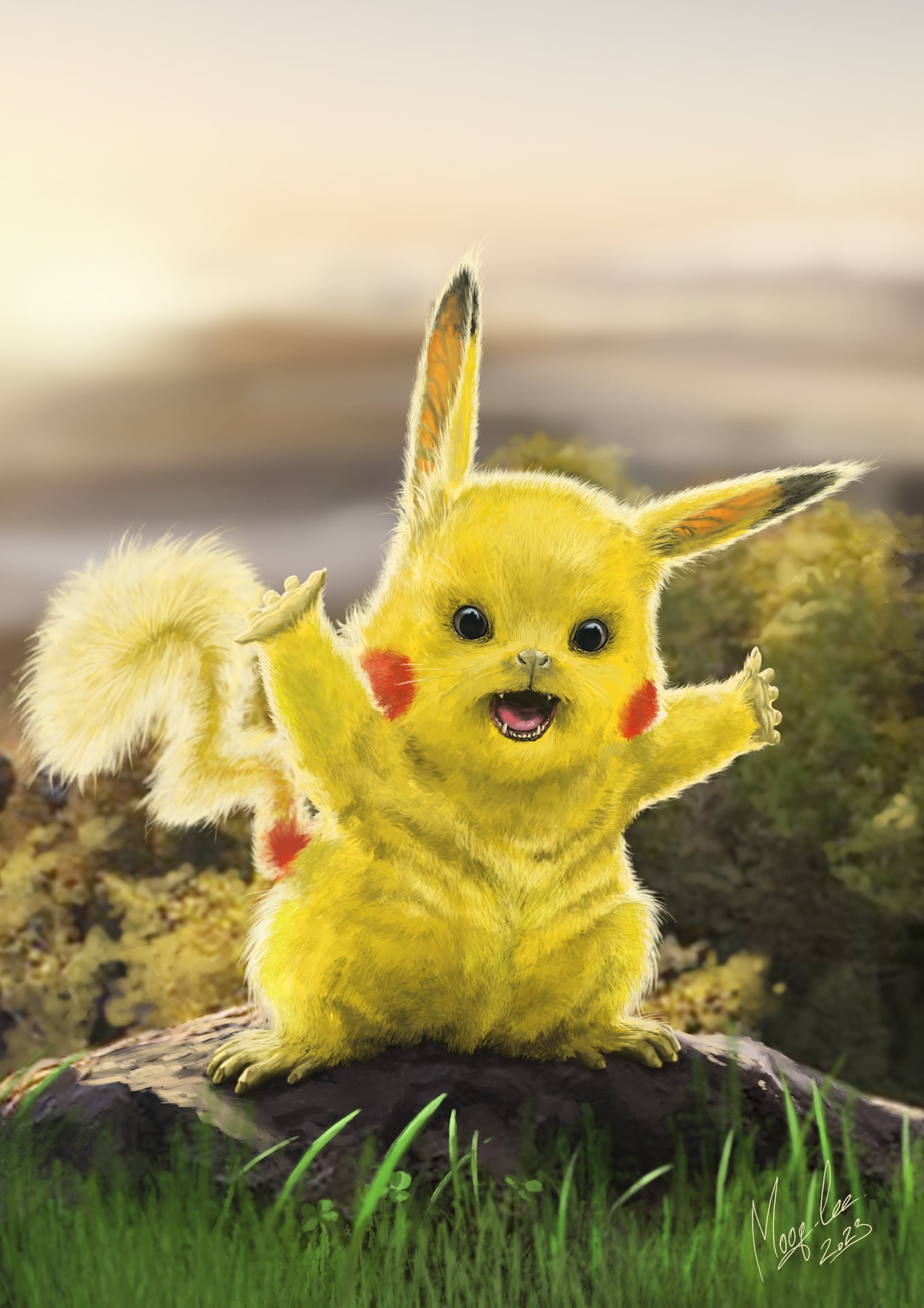 Pikachu - mooglee - Digital Painting .School