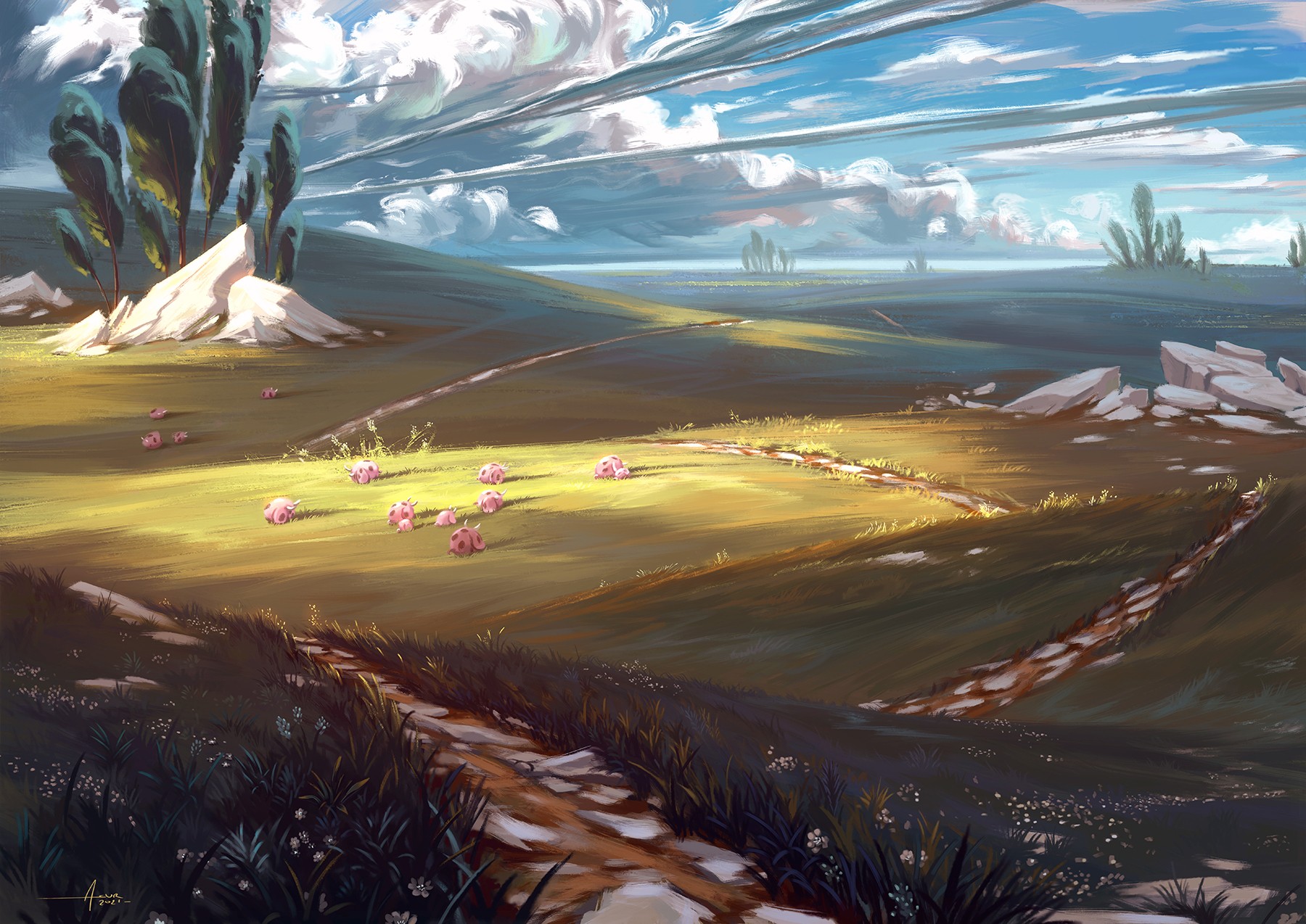Plaine - Asur Misoa - Digital Painting .School