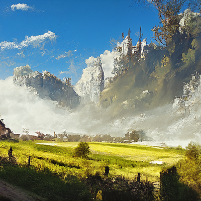 Fantasy countryside - aider - Digital Painting .School