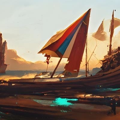 stranded ship - aider - Digital Painting .School