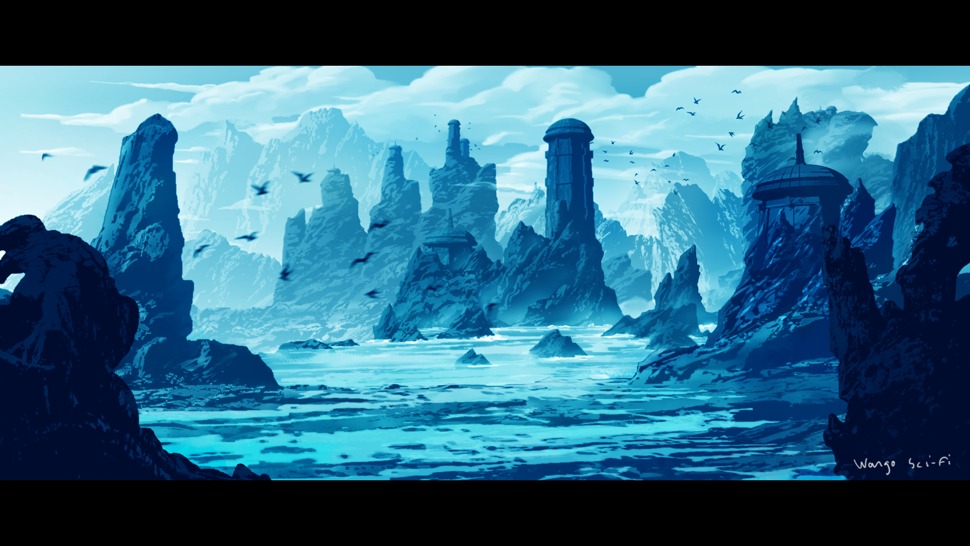 Stargate landscape - Wargo Sci-Fi - Digital Painting .School